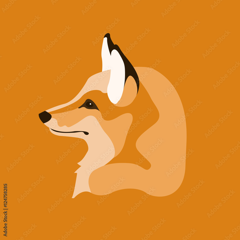 Fox head vector illustration style Flat Stock Vector | Adobe Stock