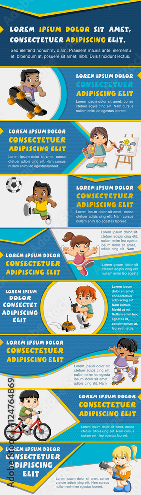 Vector brochure backgrounds with happy cartoon children playing ...