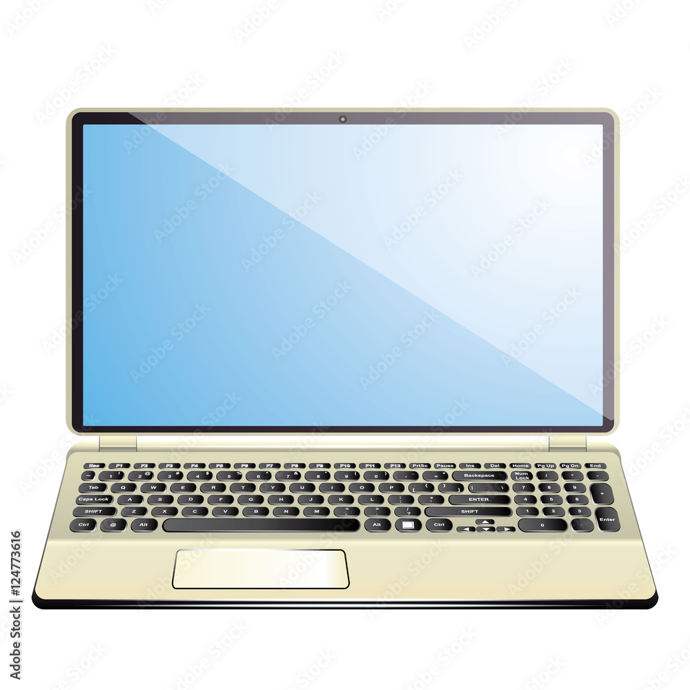 Modern realistic and detailed laptop isolated on white. Vector ...