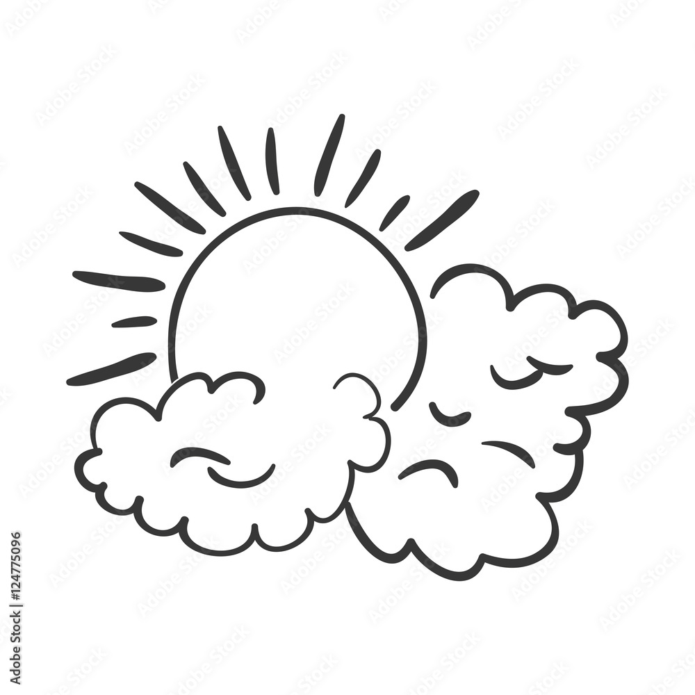 Sun And Cloud Outline