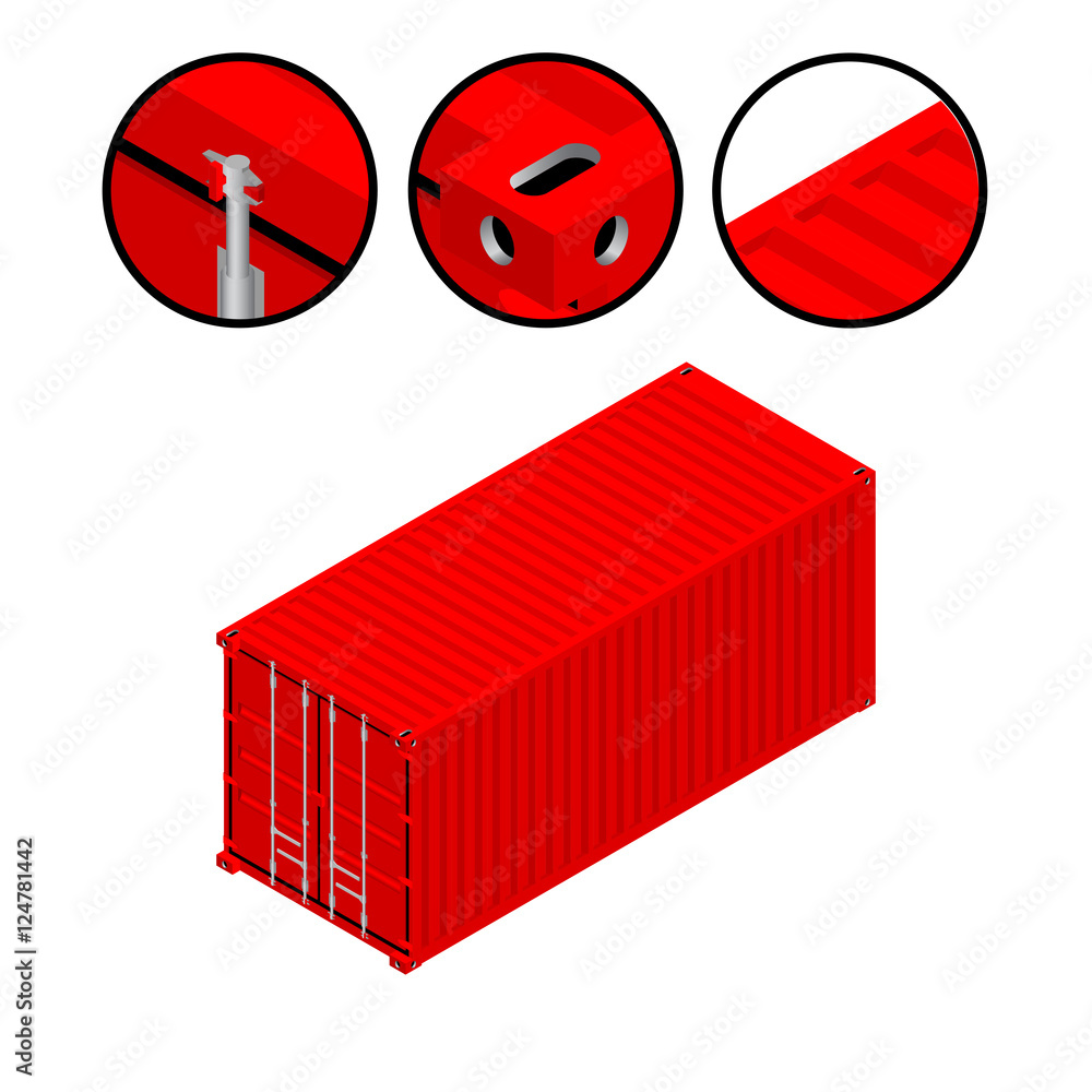 High detailed cargo container isometric vector illustration. Isolated ...