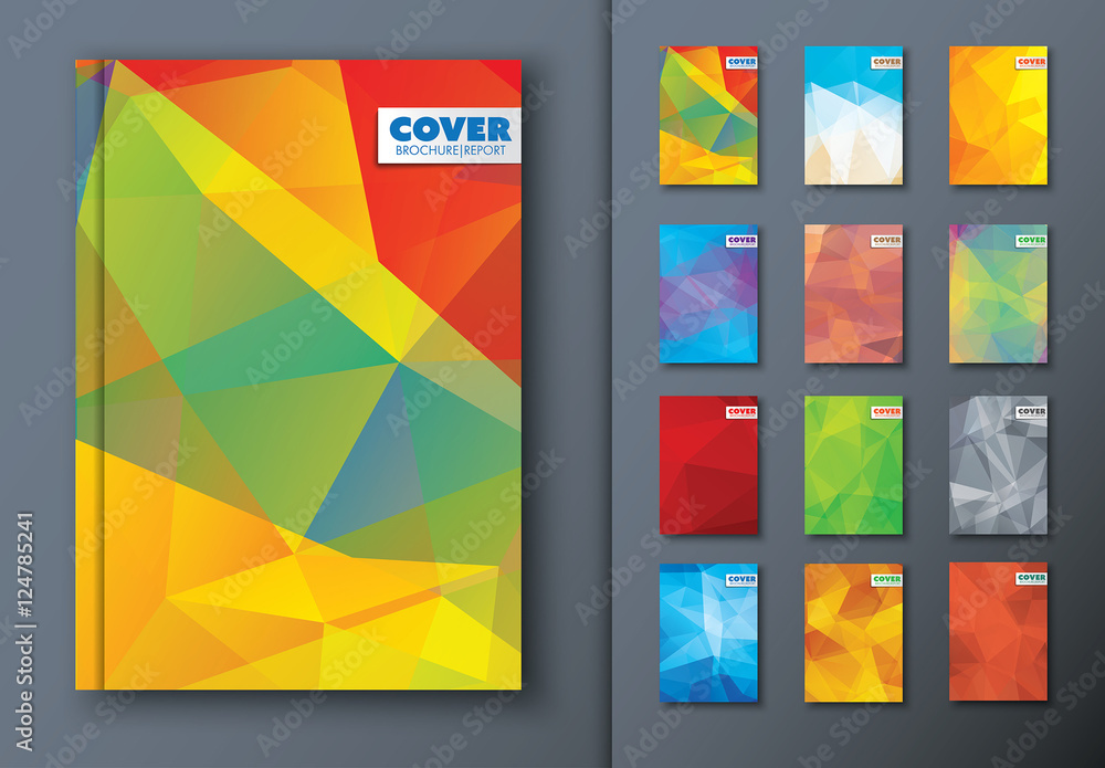 12 Bright Abstract Polygonal Book Covers Stock Template | Adobe Stock