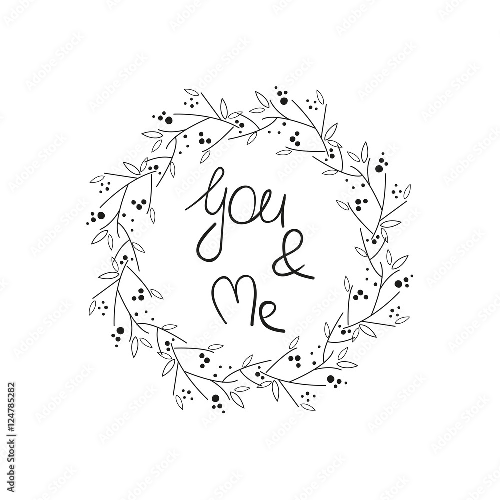 Floral frame with handwritten lettering. Stock Vector | Adobe Stock