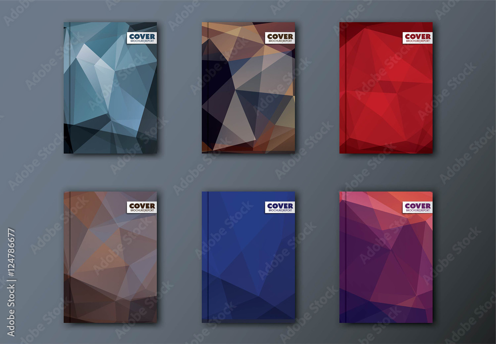 6 Dark Abstract Polygonal Book Covers Stock Template | Adobe Stock