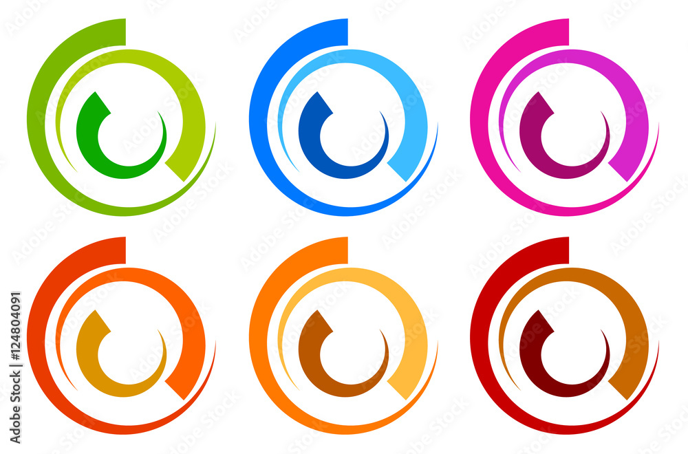 Colorful circle logo, icon templates. concentric segmented circl Stock ...