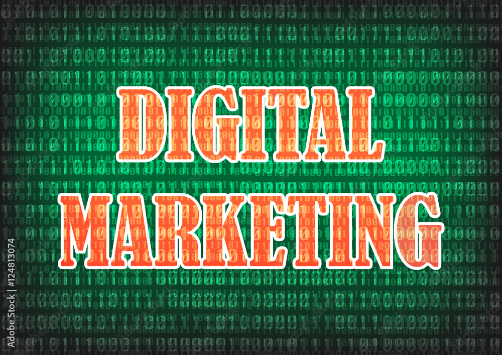 Digital Marketing TEXT with digital decimal number background Stock ...