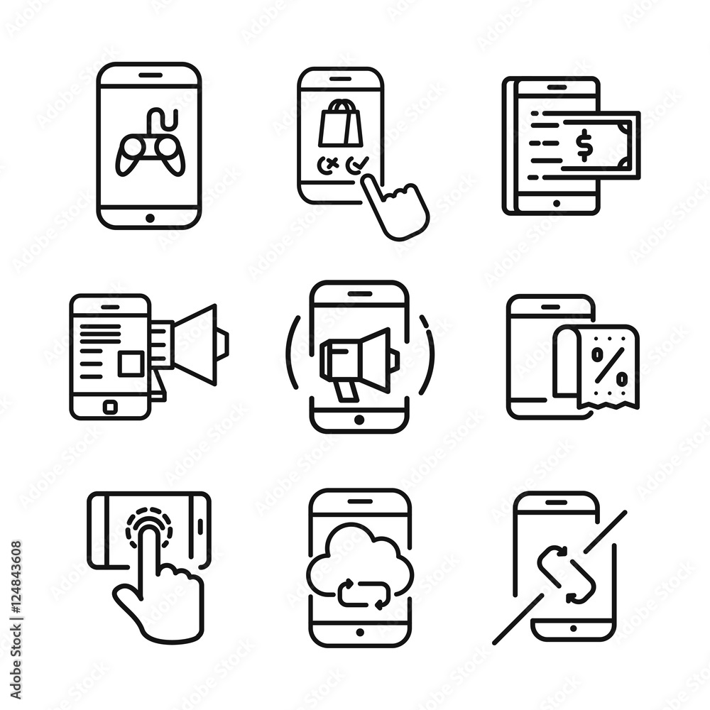 mobile phone icon set Stock Vector | Adobe Stock