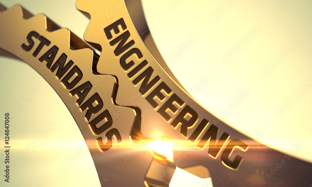 Engineering Standards Concept. Golden Cogwheels. 3D. Stock Illustration ...