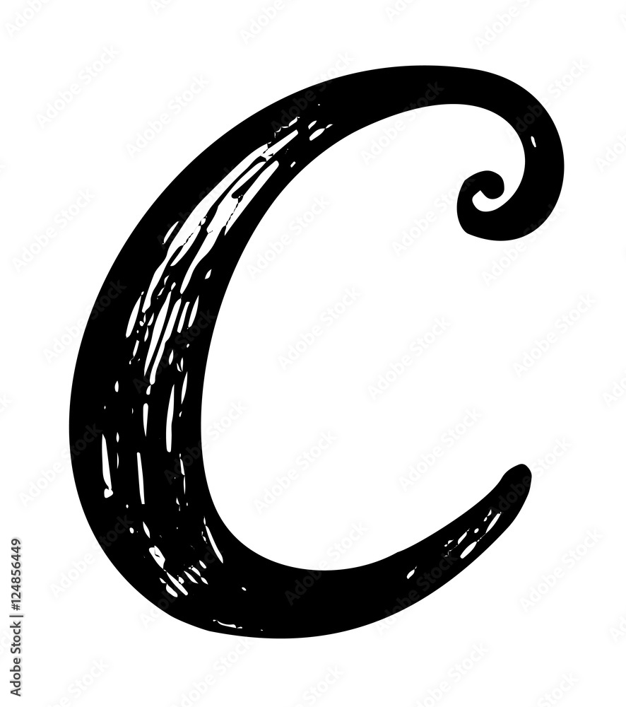 Letter C Calligraphy Alphabet Typeset Lettering Hand Drawn Alphabet 