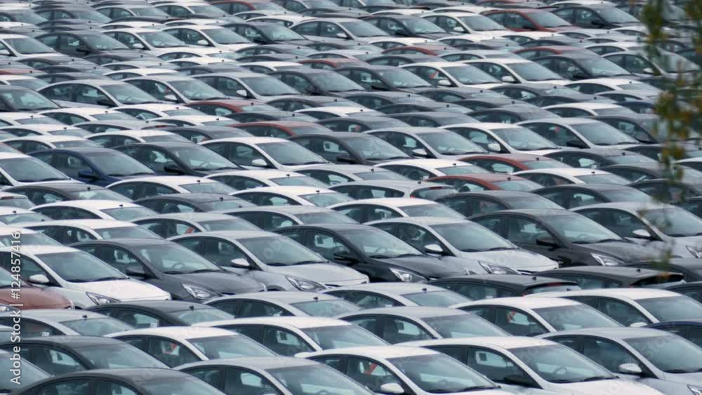 Storage Parking Lot of New Unsold Cars Stock Video | Adobe Stock