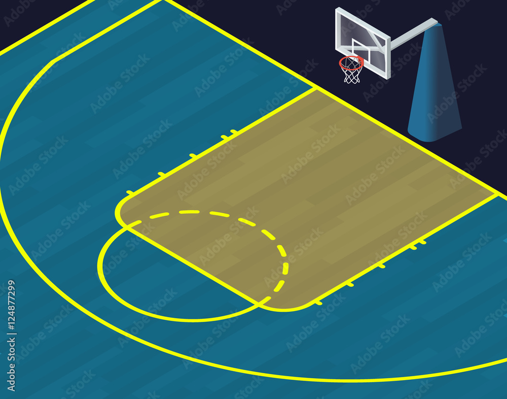 Isometric view basketball court.Flat design illustration for sports ...