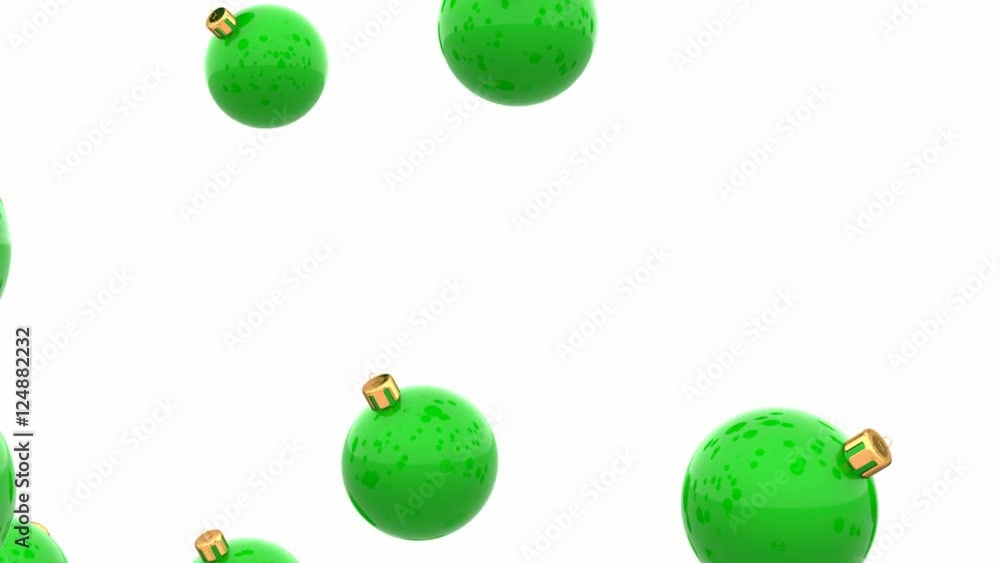 Green Christmas balls slowly falling from the top seamless looping 3D ...