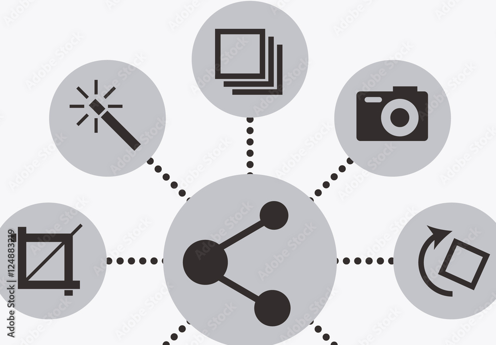 Camera and picture share icon set Stock Template | Adobe Stock