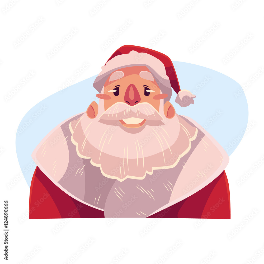Santa Claus face, smiling facial expression, cartoon vector ...