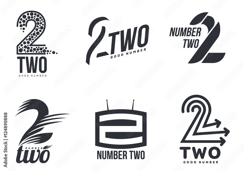 Set of black and white number three logo templates, vector ...