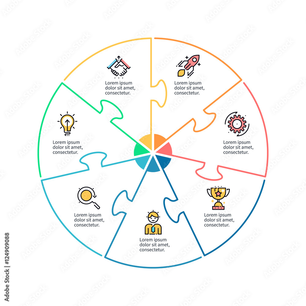 Linear infographis. Minimalistic chart, diagram with 7 steps, options ...