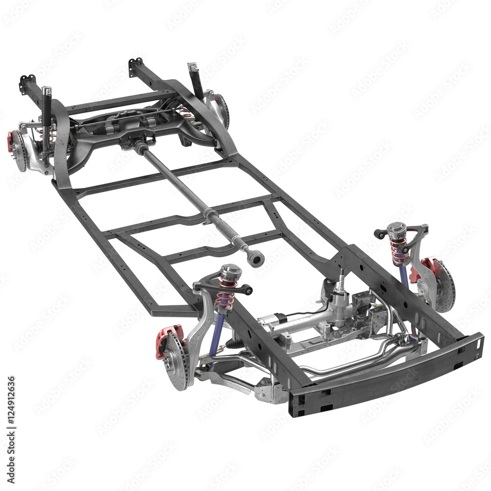 car chassis isolated on white. 3D illustration Stock Illustration ...