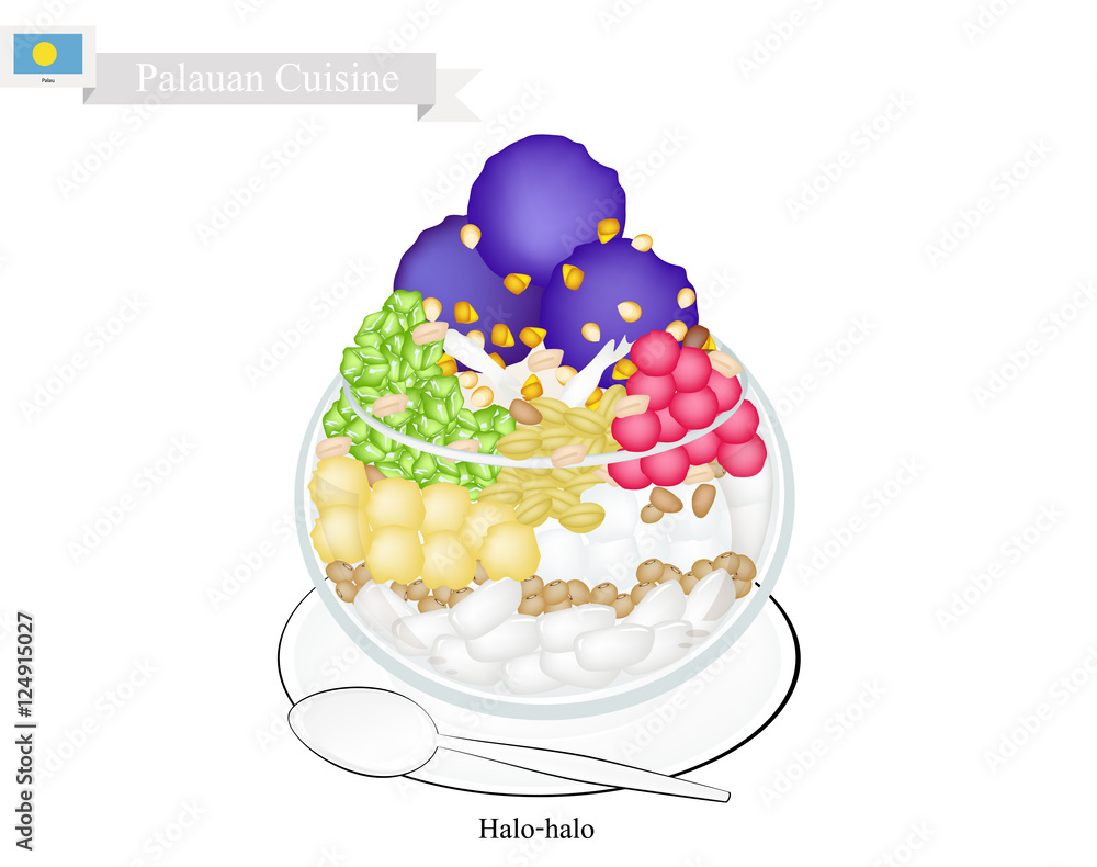 Palauan Cuisine, Halo Halo or Traditional Shaved Ice, Milk with Various ...