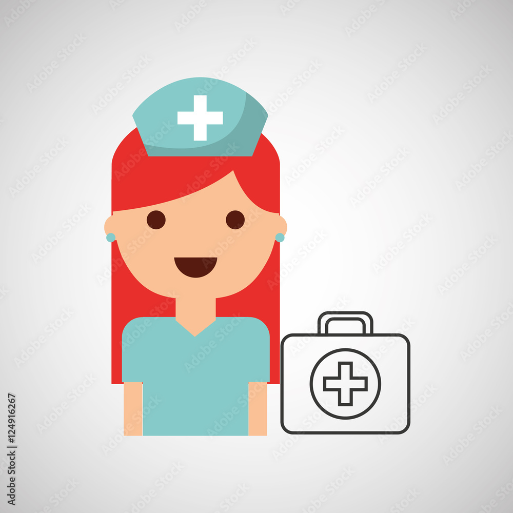 nurse cartoon kit first aid design vector illustration Stock Vector ...