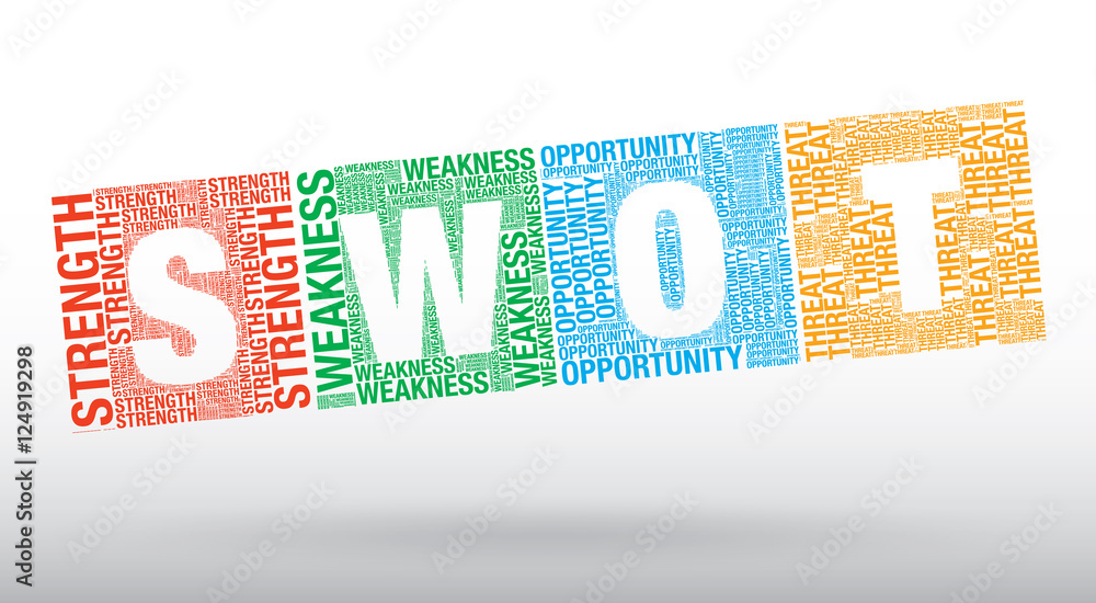SWOT analysis word cloud business vector presentation template Stock ...