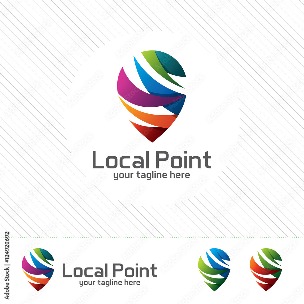 Pin locator logo design template. Pin maps symbol vector . Clean ...