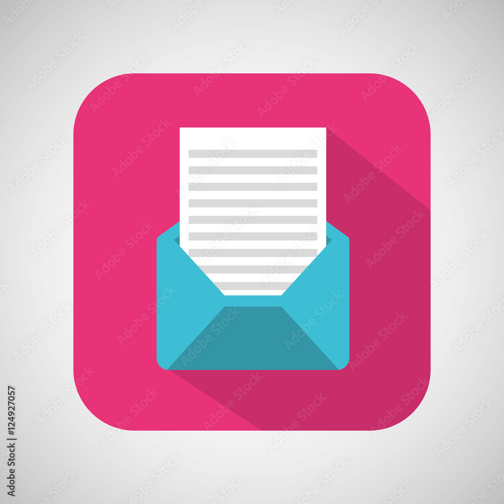 cartoon envelope email mail with shadow and pink background vector ...