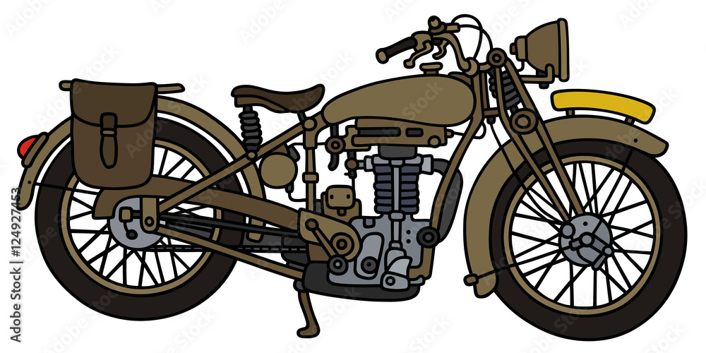 Hand drawing of a vintage sand military motorcycle Stock Vector | Adobe ...