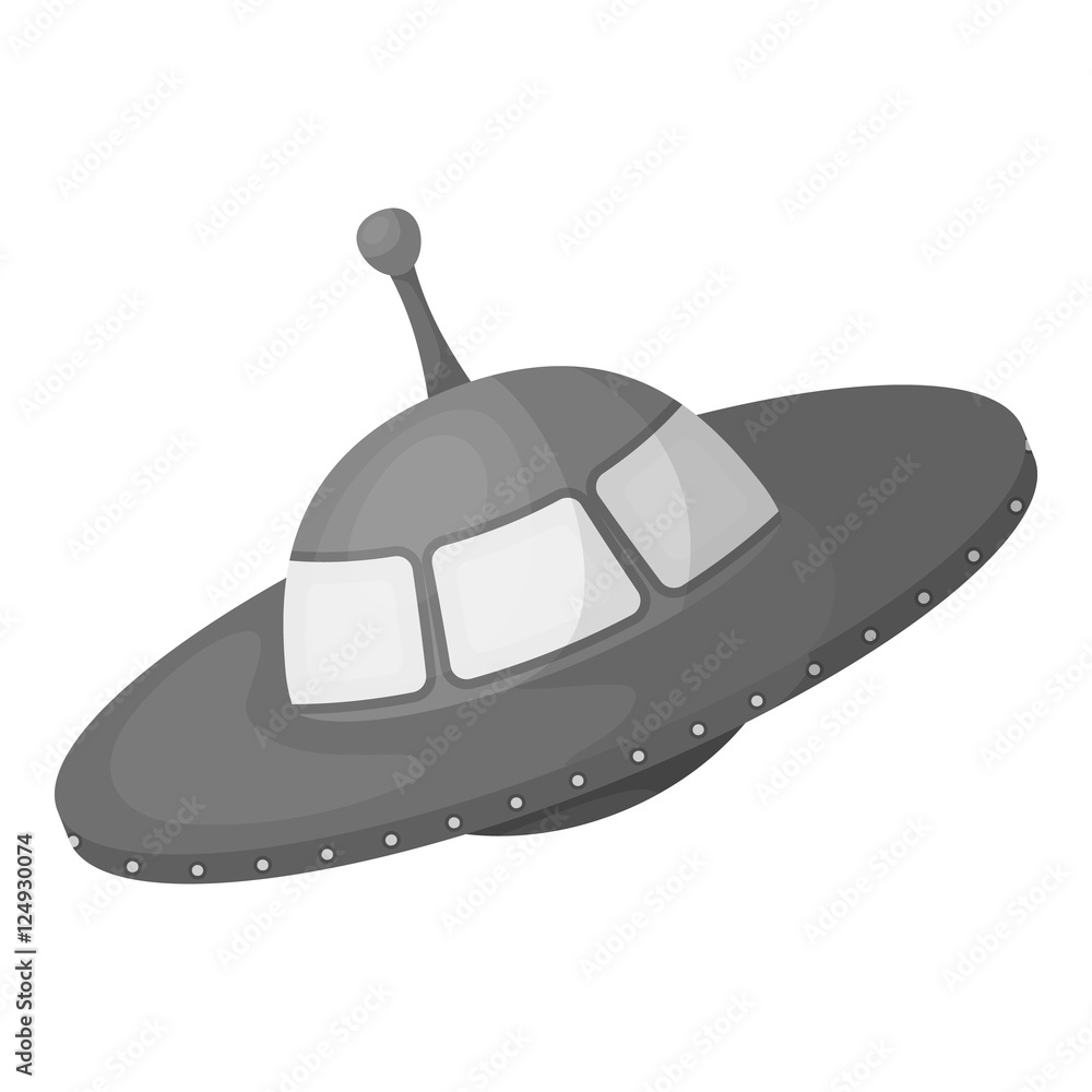 UFO icon in monochrome style isolated on white background. Space symbol ...