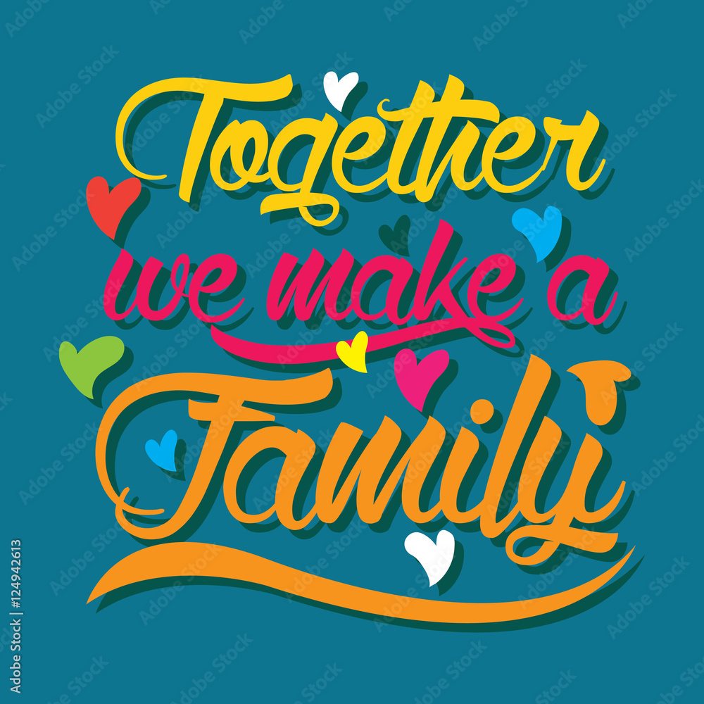 Lettering postcard family and love quotes set. Motivation, poster ...