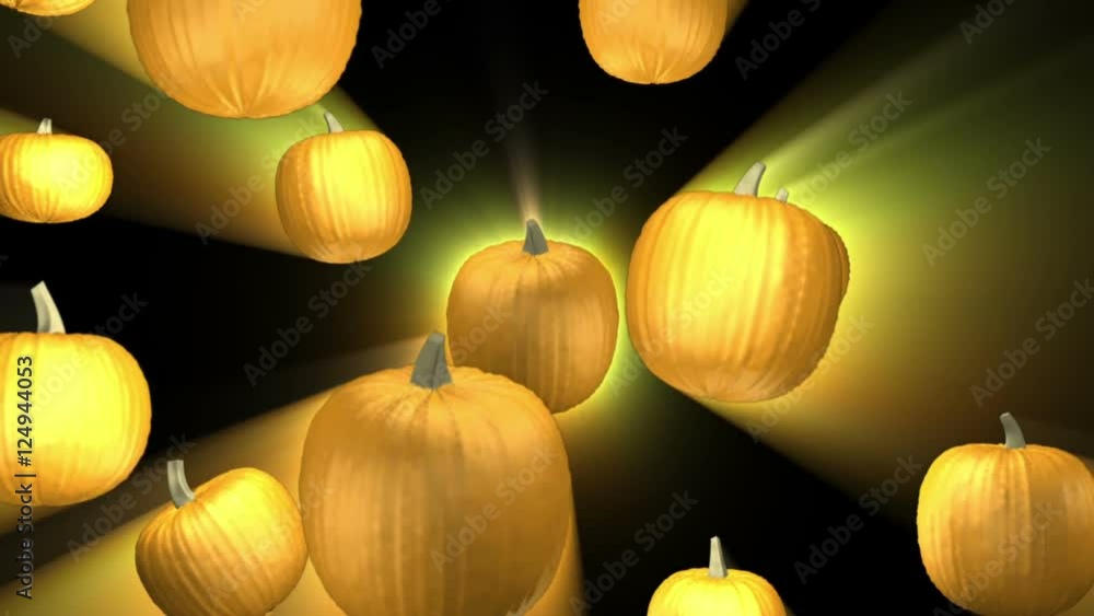 Animated falling pumpkins and light rays looping background Stock Video ...