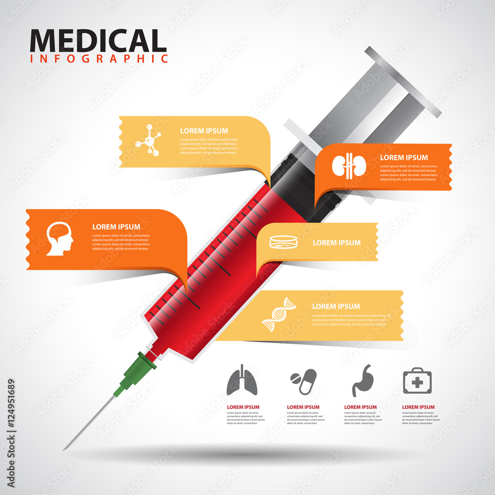 Creative Template with Medical Syringe speech bubble banner / can be ...