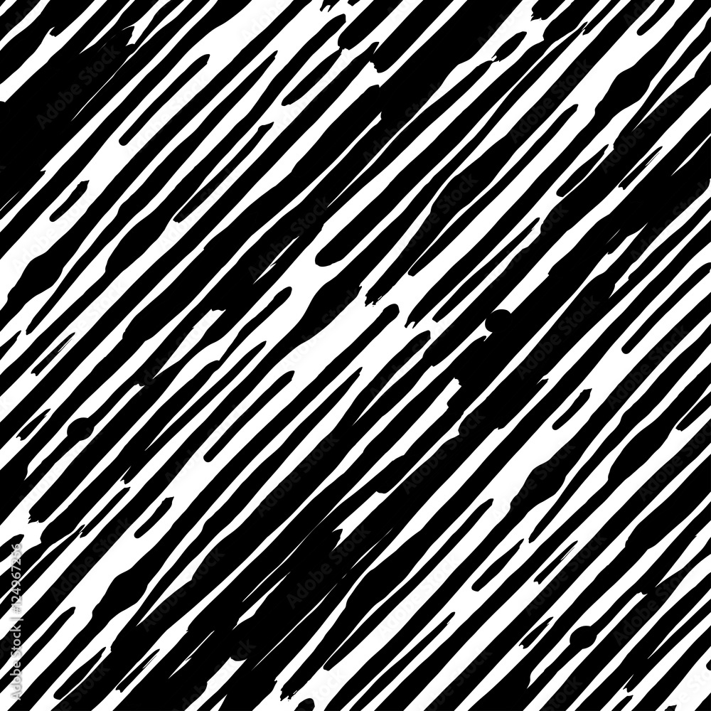 Diagonal strokes. Seamless pattern. Brush strokes and ink. Monochrome ...