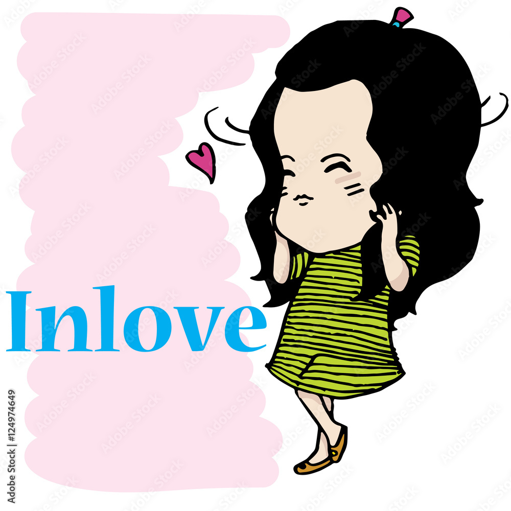 beutiful girl fall in love cartoon vector character Stock Illustration ...