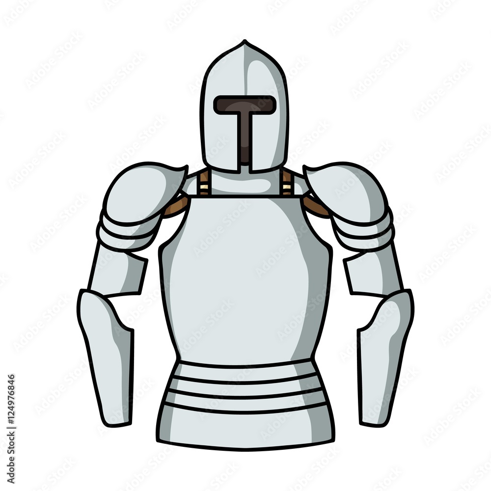 Plate armor icon in cartoon style isolated on white background. Museum ...