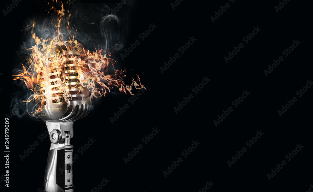 Burning microphone Stock Photo | Adobe Stock