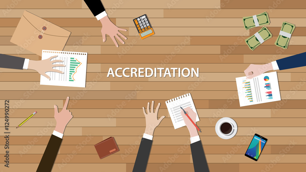 accreditation concept illustration with team people work together ...