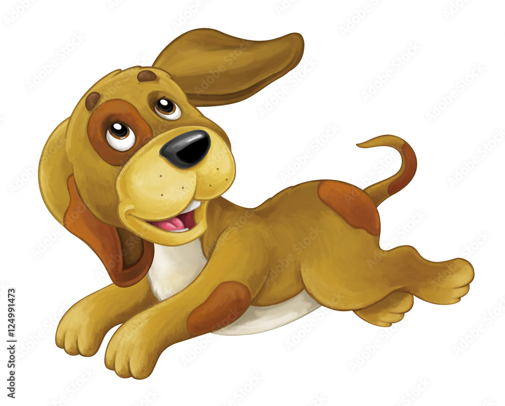Cartoon happy dog is jumping and looking - artistic style - isolated ...