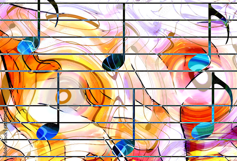 color music notes and color background. Music concept. Stock ...
