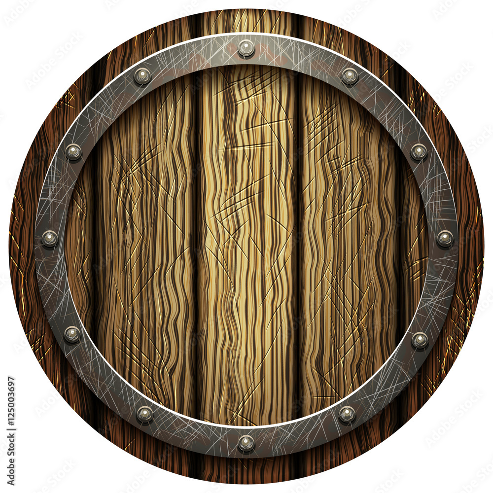 Round oak shield with metal rivets Stock Vector | Adobe Stock
