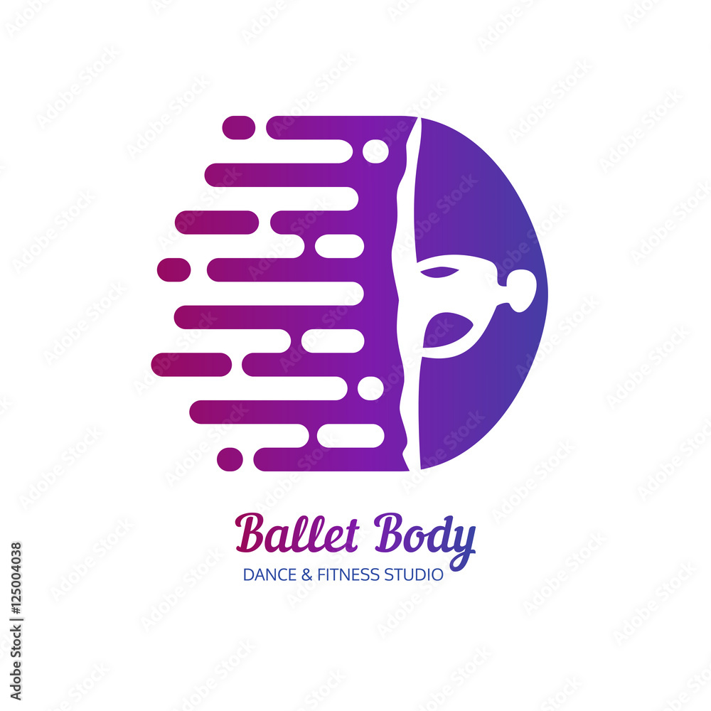 Dance icon concept. Ballet Body studio signboard card design template ...