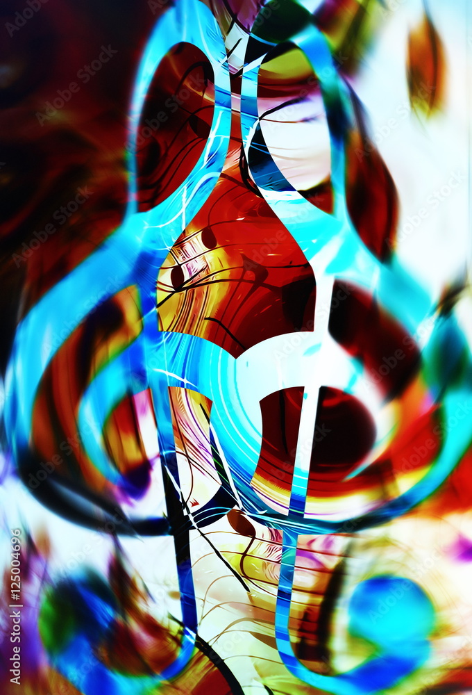 abstract set of music clefs and lines with notes, music theme graphic ...