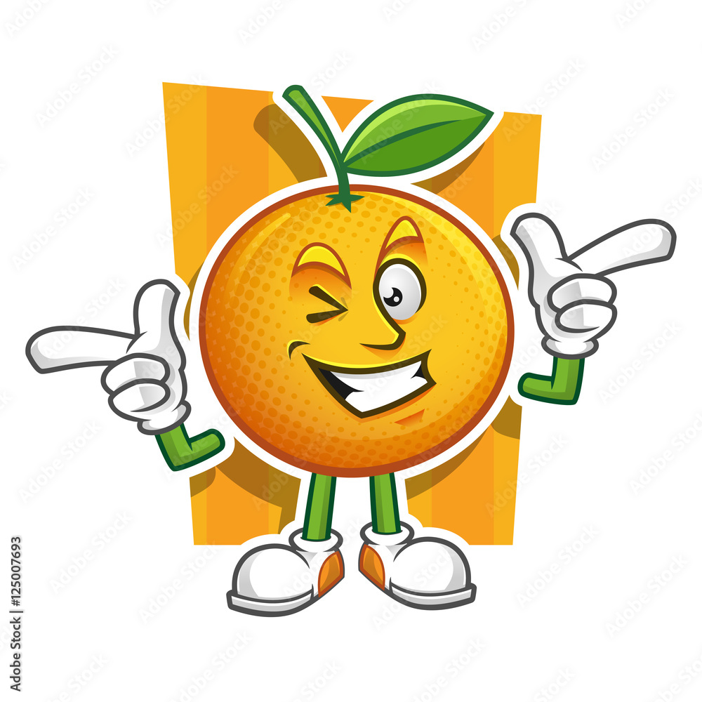 Vettoriale Stock Funky Orange mascot. Vector of orange character ...