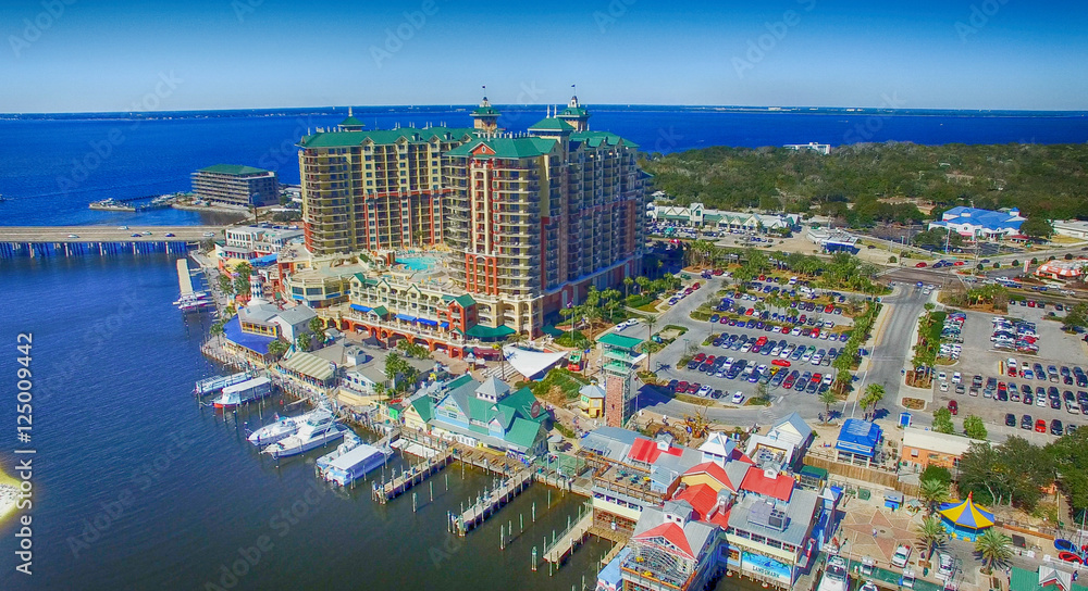 Destin, Florida. Aerial view of beautiful city skyline Stock Photo ...