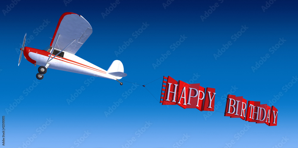 Happy Birthday airplane Stock Illustration | Adobe Stock