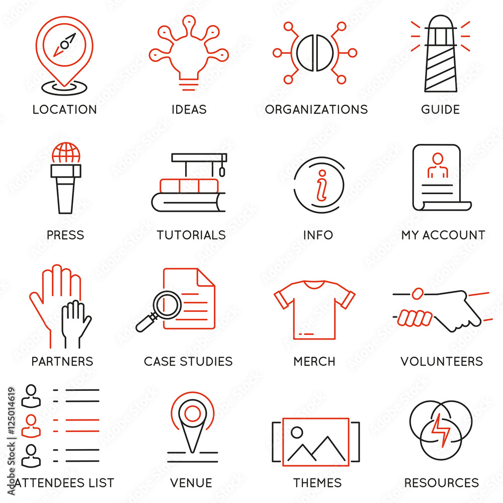 Vector set of 16 icons related to business management, marketing ...