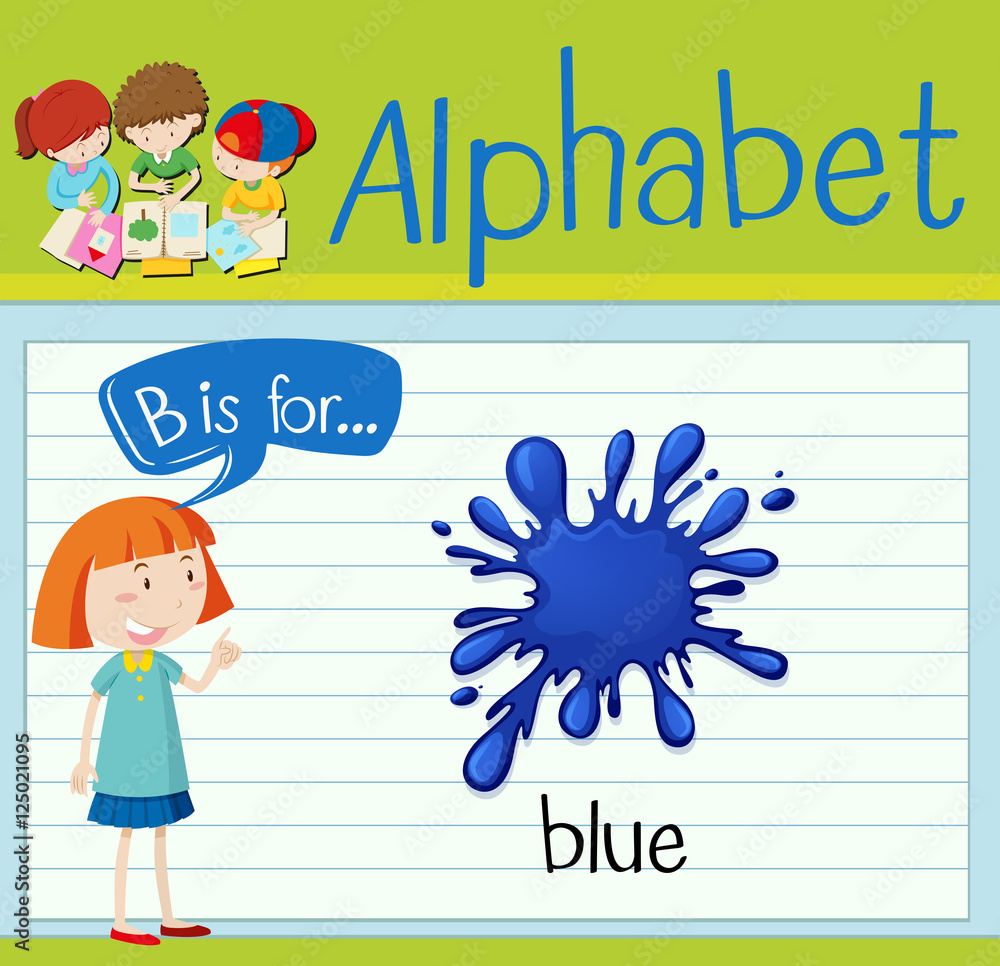 Flashcard letter B is for blue Stock Vector | Adobe Stock