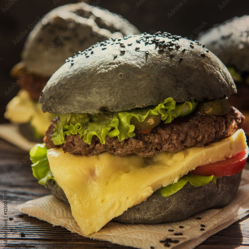Big Black burger Stock Photo | Adobe Stock
