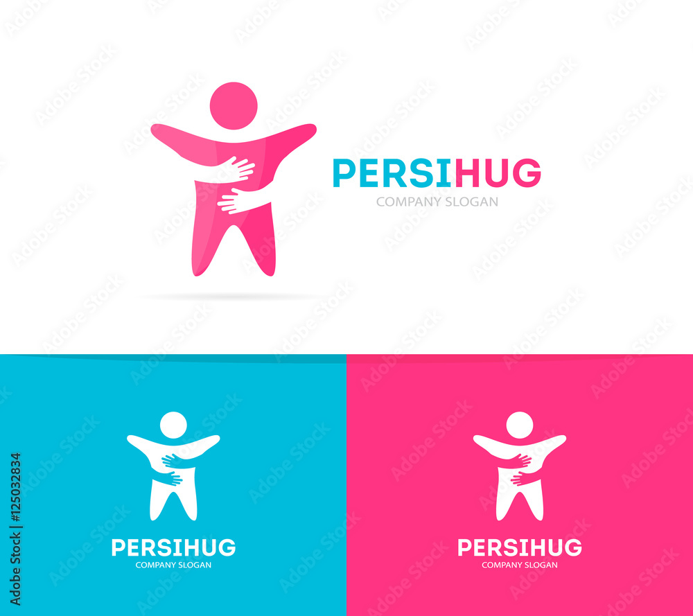 Vector man and hands logo combination. Human and embrace symbol or icon ...