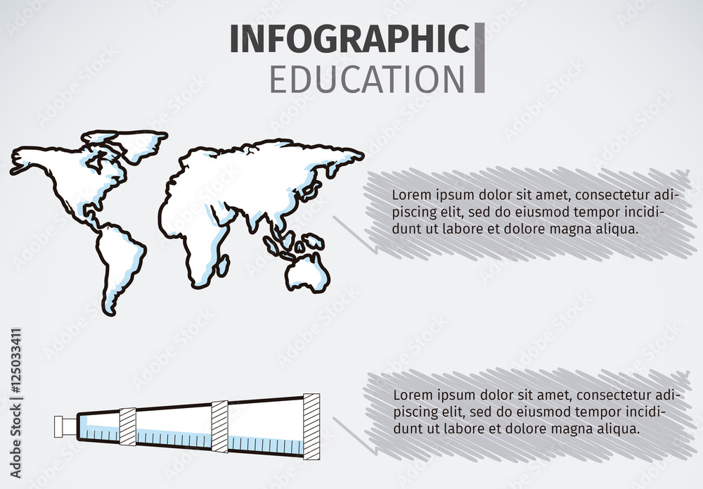 Hand-Drawn Educational Infographic with World Map Elements Stock ...