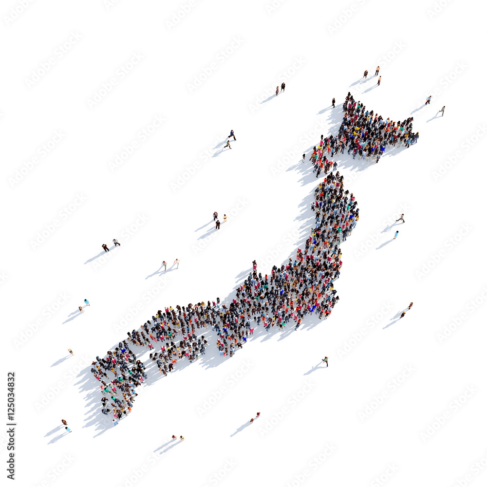 people group shape map Japan Stock Illustration | Adobe Stock